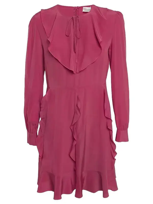 Red Valentino Ruffle Silk Mini Dress - Pink