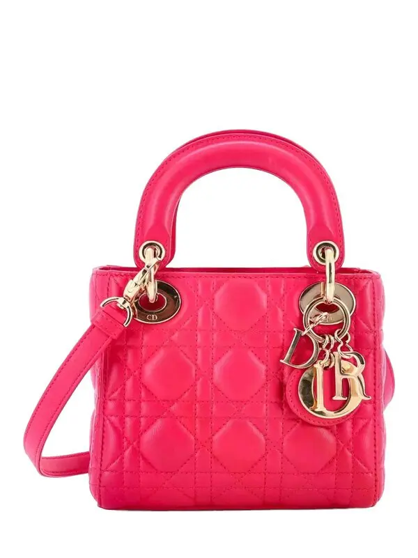 Dior Lady Cannage Quilt Lambskin Mini Satchel - Pink