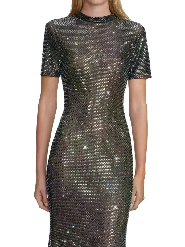 SELF-PORTRAIT Embellished Fitted Dress - Black