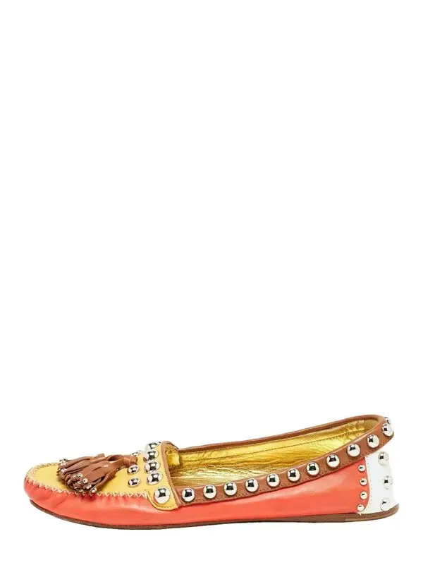 Prada Tassel-detail Studded Loafers - Pink