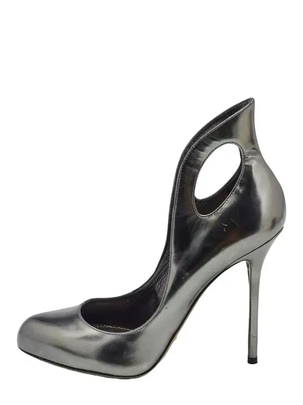 SERGIO ROSSI Cut-out Leather Pumps - Grey