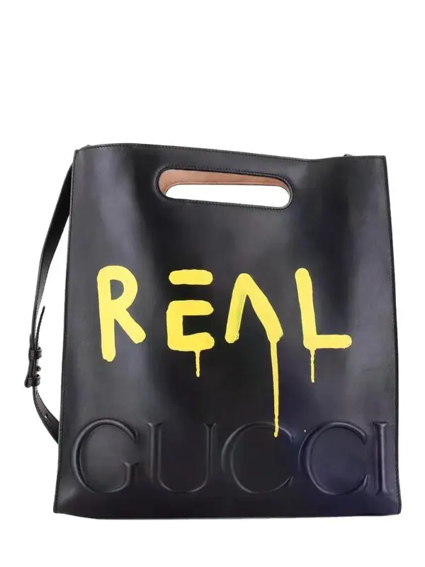 Gucci Ghost Leather Medium Tote - Black
