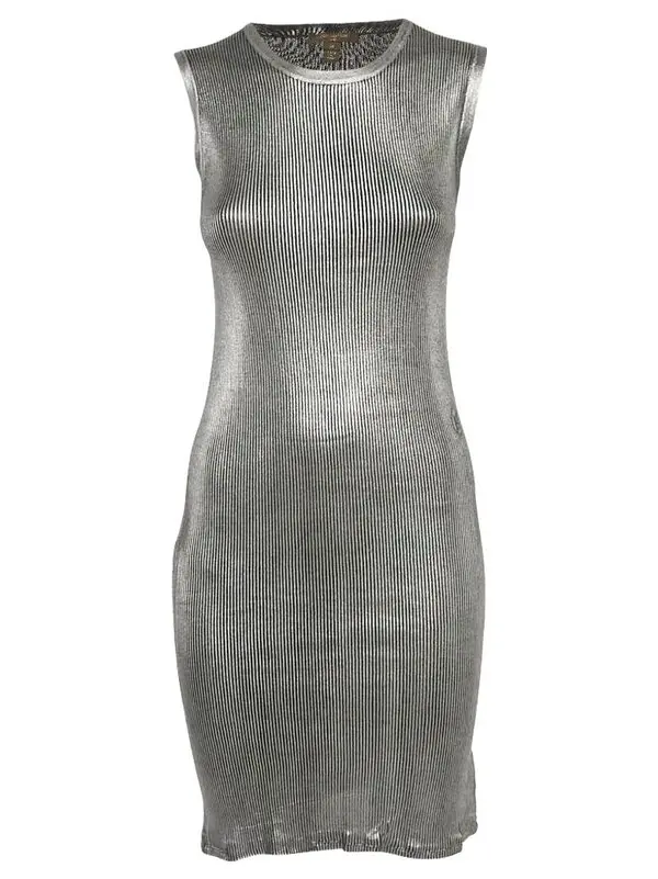 LOUIS VUITTON Ribbed-knit Midi Dress - Silver
