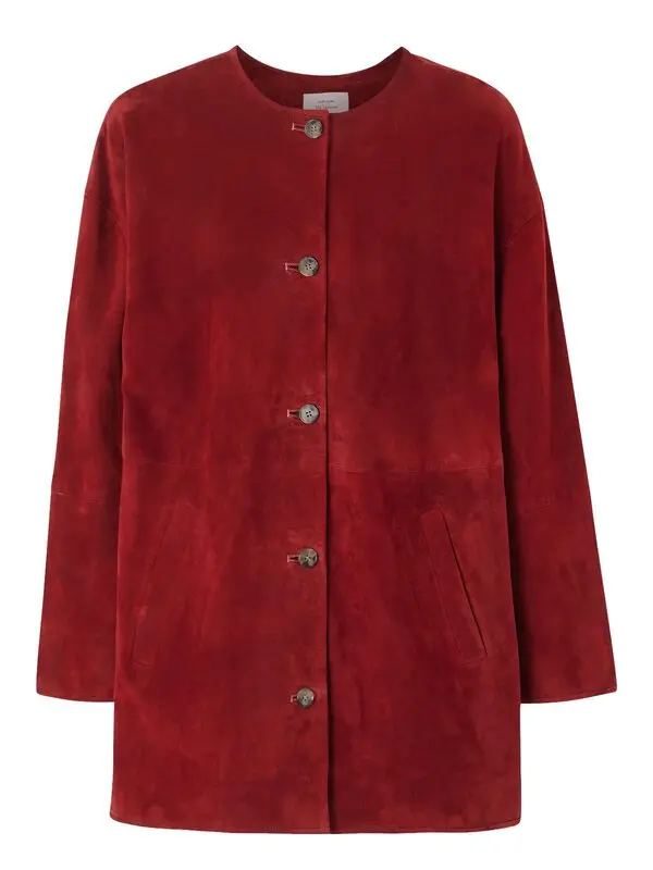 Loulou De Saison Waren Paneled Suede Jacket - Red