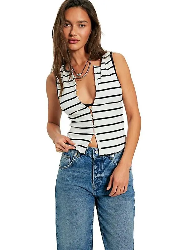 Free People Tilly Striped Vest - Black/white