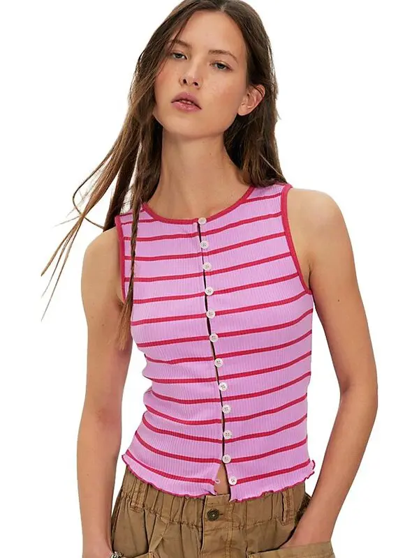 Free People Tilly Striped Vest - Orchid Combo