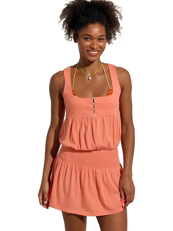 Free People Hally Cotton-jersey Mini Dress - Peach Pink