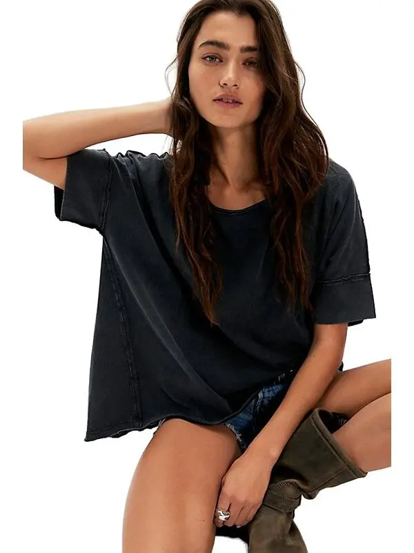 Free People We The Free Rex Oversized Tee - Black