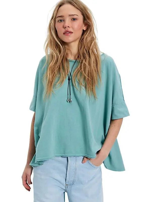 Free People We The Free Rex Oversized Cotton Tee - Wasabi Sauce