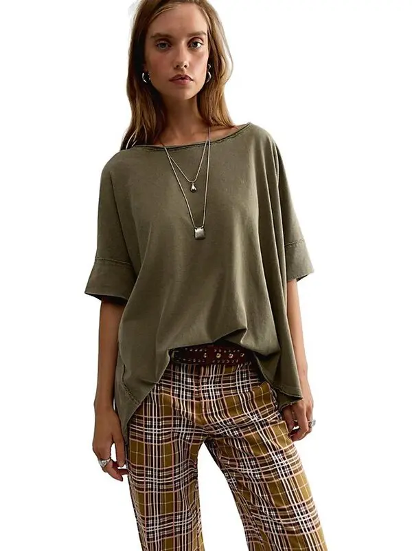 Free People We The Free Rex Oversized Cotton Tee - Weeping Willow