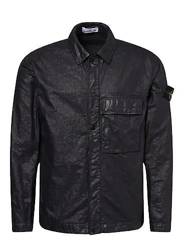 Stone Island Nylon Panama-tc Badge Regular-fit Woven Overshirt - Black