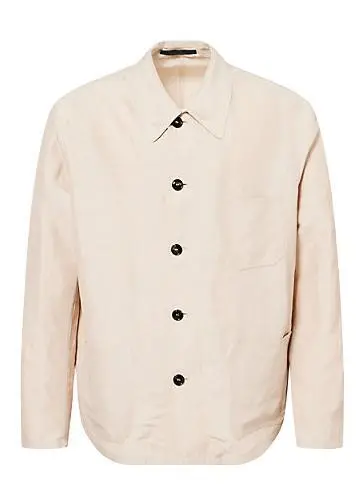 Giorgio Armani Relaxed-fit Spread-collar Woven Jacket - String