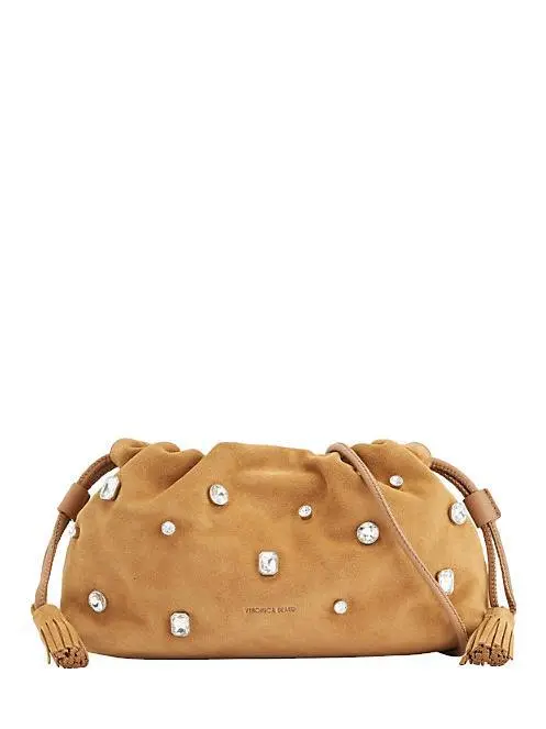 Veronica Beard Crystal-embellished Suede Cross-body Bag - Acorn