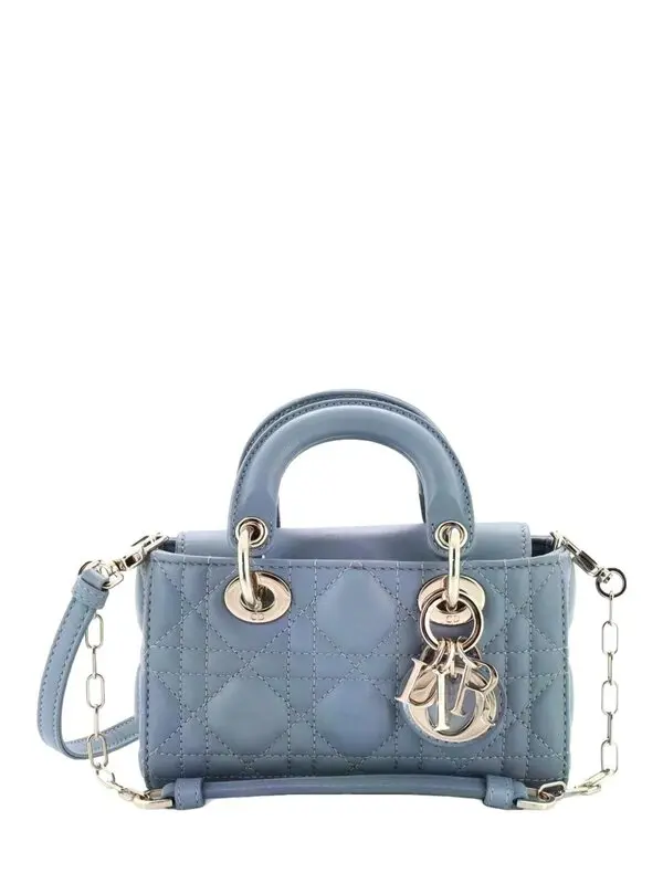 Dior Lady D-joy Cannage Quilt Lambskin Micro Satchel - Blue