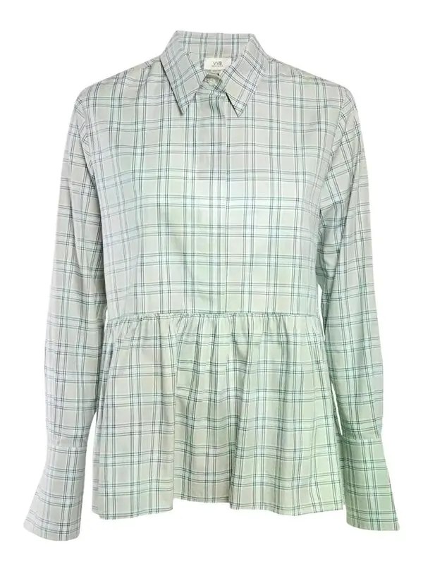 Victoria Beckham Plaid Cotton Blouse - Green