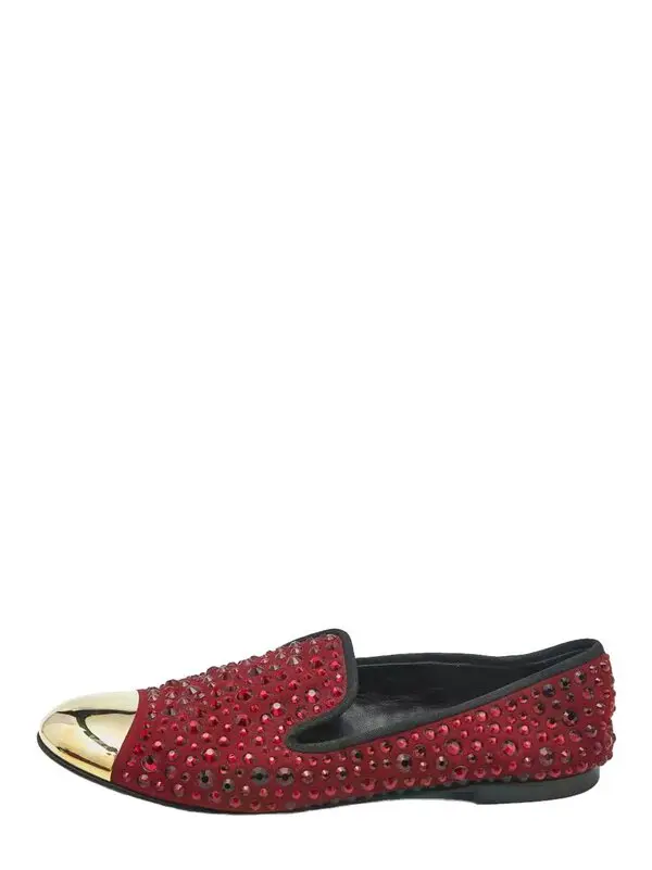 GIUSEPPE ZANOTTI Crystal-embellished Cap-toe Loafers - Red
