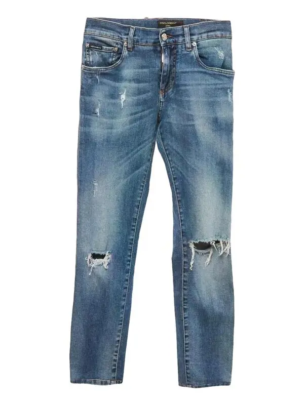 Dolce & Gabbana Distressed Five-pocket Jeans - Blue