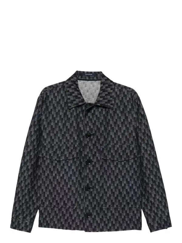 Tagliatore Chest-pockets Patterned Shirt Jacket - Blue