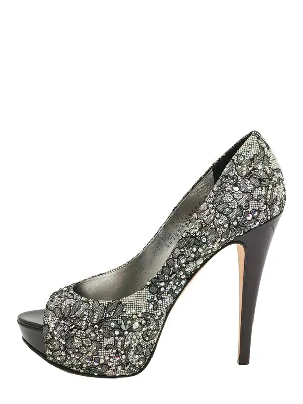 GINA Crystal-embellished Lace Pumps - Grey