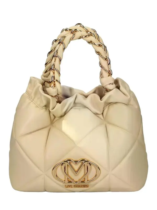 Moschino Quilted Bucket Bag With Chain-link Handles - Neutrals