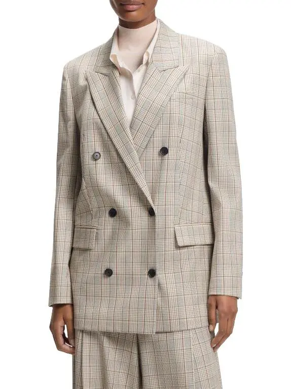 BOSS Jukana Windowpane Plaid Stretch Wool Blazer - Sea Blossom Plaid
