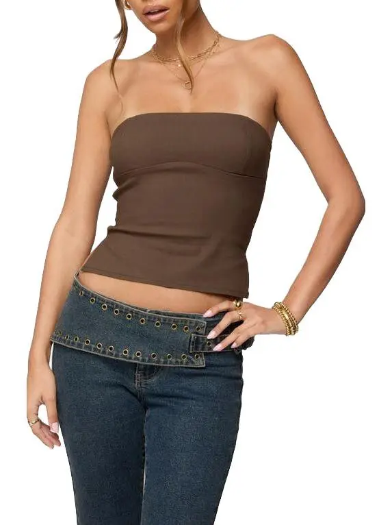 EDIKTED Sade Strapless Top - Olive