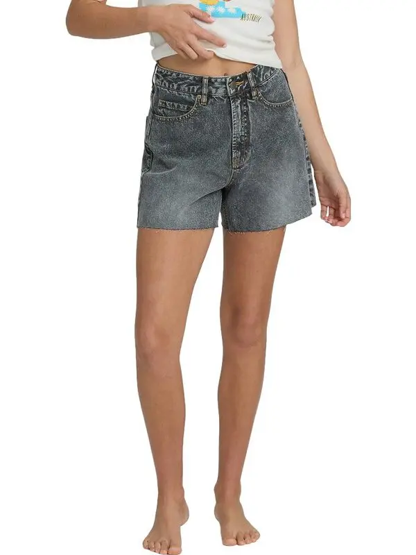 BILLABONG Riley Raw Hem Denim Shorts - Black Water