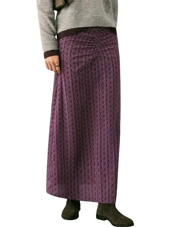 Mango Allover Print Maxi Skirt - Lilac Mult