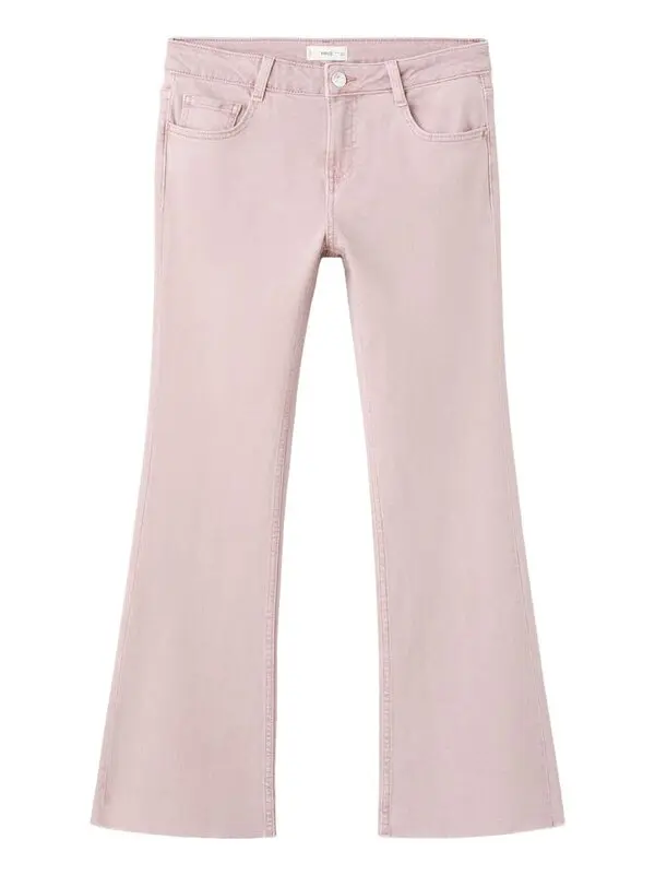 Mango Mid-rise Crop Flare Jeans - Pale Pink