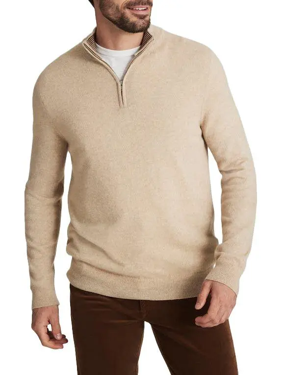 34 Heritage Cashmere Quarter Zip Pullover - Beige