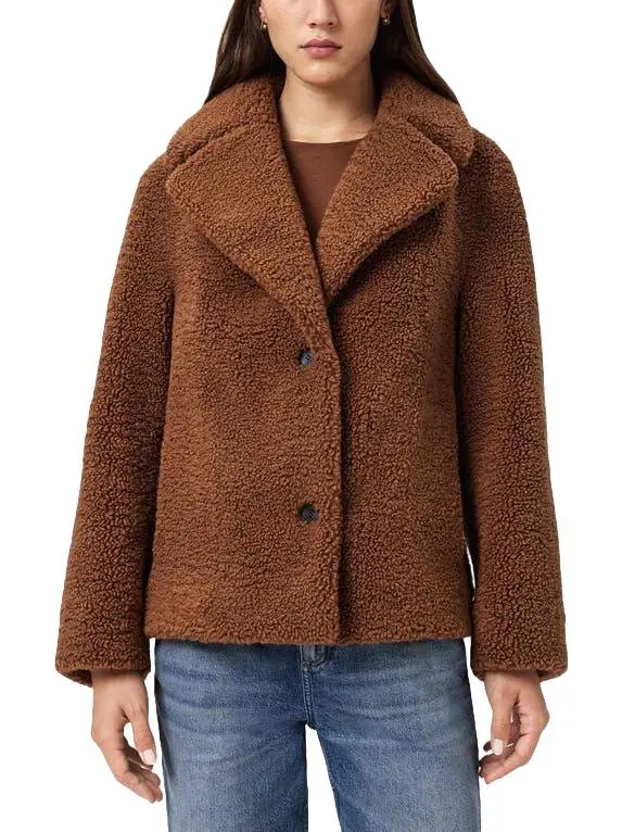 ALLSAINTS Eddie Teddy Jacket - Cognac Brown