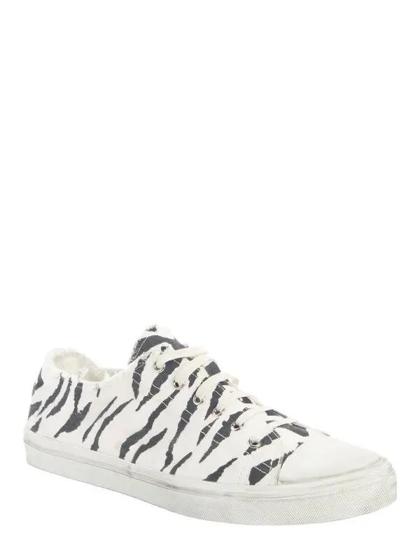 Saint Laurent Bedford Zebra-stripe Low-top Sneakers - Bianco/nero