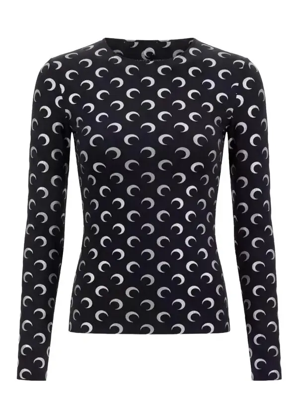 MARINE SERRE Moon-print Long-sleeved Top - Black