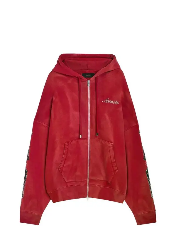 Amiri Studded Zip-up Hoodie - Red