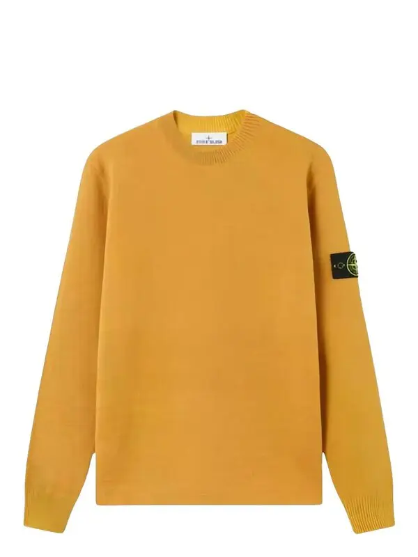 Stone Island Crewneck Sweater With Logo Patch - Yellow