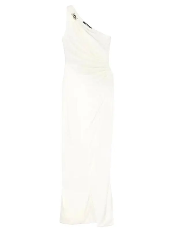 Versace One-shoulder Draped Maxi Gown Dress - Neutrals