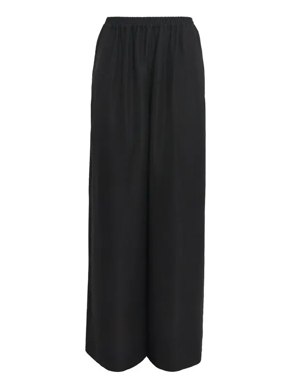 Eskandar Silk Flared Trousers - Black