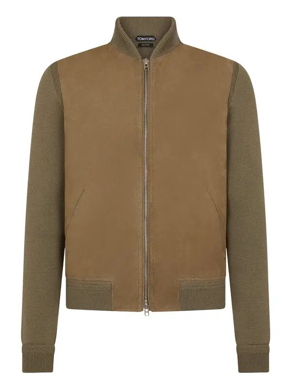 TOM FORD Wool-sleeve Leather Jacket - Green