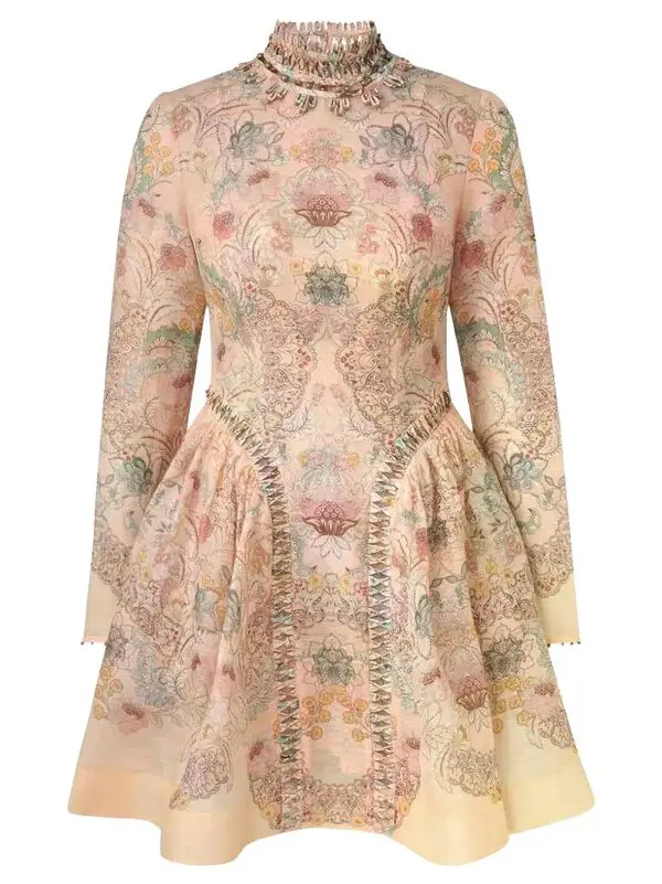 Zimmermann Rebellion Floral-print Mini Dress - Neutrals