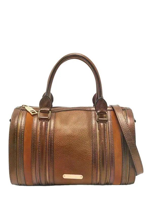 Burberry Metallic Leather Tote Bag - Brown