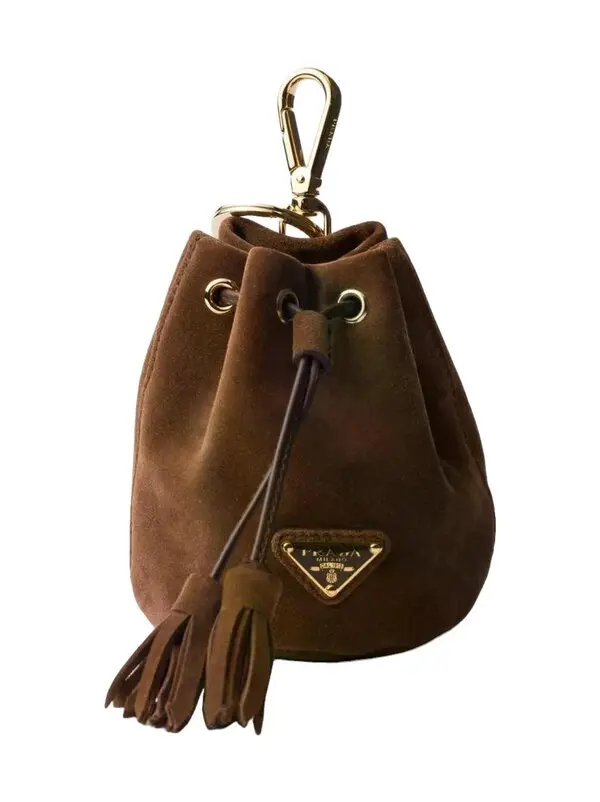 Prada Mini Icon Suede Keychain Charm - Brown