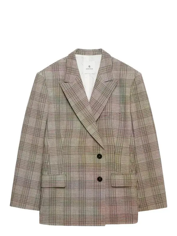 ANINE BING Aretha Plaid Blazer - Brown