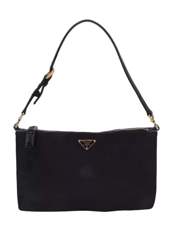 Prada Zipped Shoulder Bag With Logo - Black