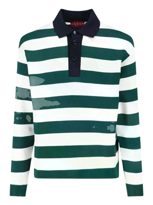Gucci Striped Cotton Polo Shirt - Green