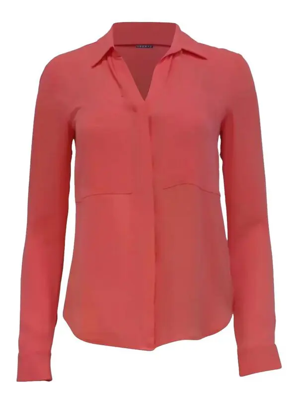 Theory Button-down Silk Blouse - Orange