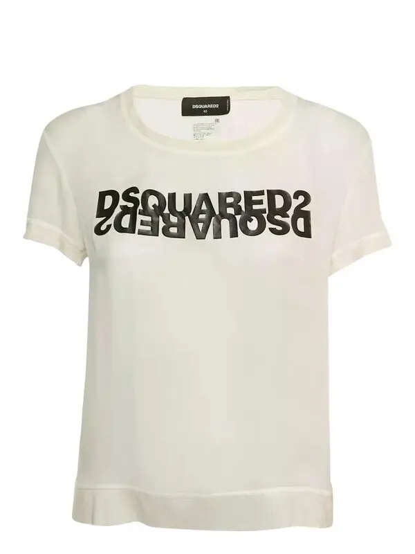 Dsquared2 Silk Short Sleeve T-shirt - Neutrals