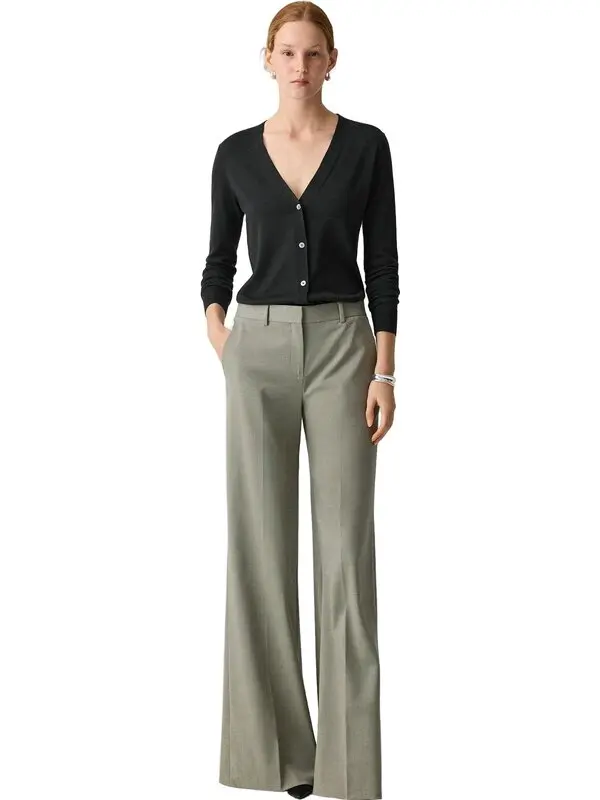 Theory Fluid Flare Pant 33 In Wool Gabardine - Vetiver Melange