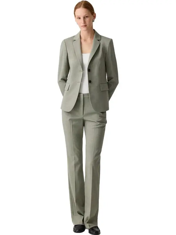 Theory Flared Pant In Wool Gabardine - Vetiver Melange
