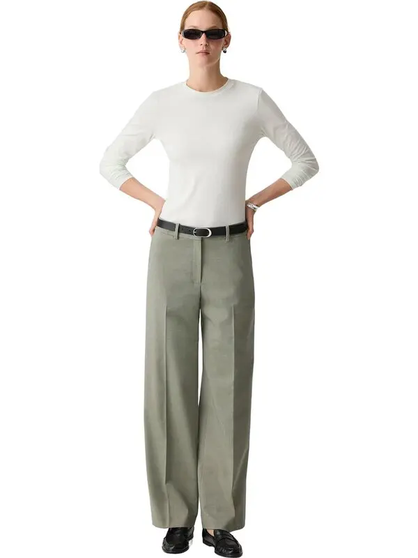 Theory Classic Straight Pant In Wool Gabardine - Vetiver Melange