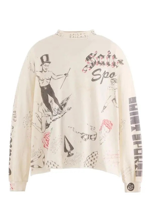 SAINT MXXXXXX X Alexis Ross Long Sleeve Drawing T-shirt - White